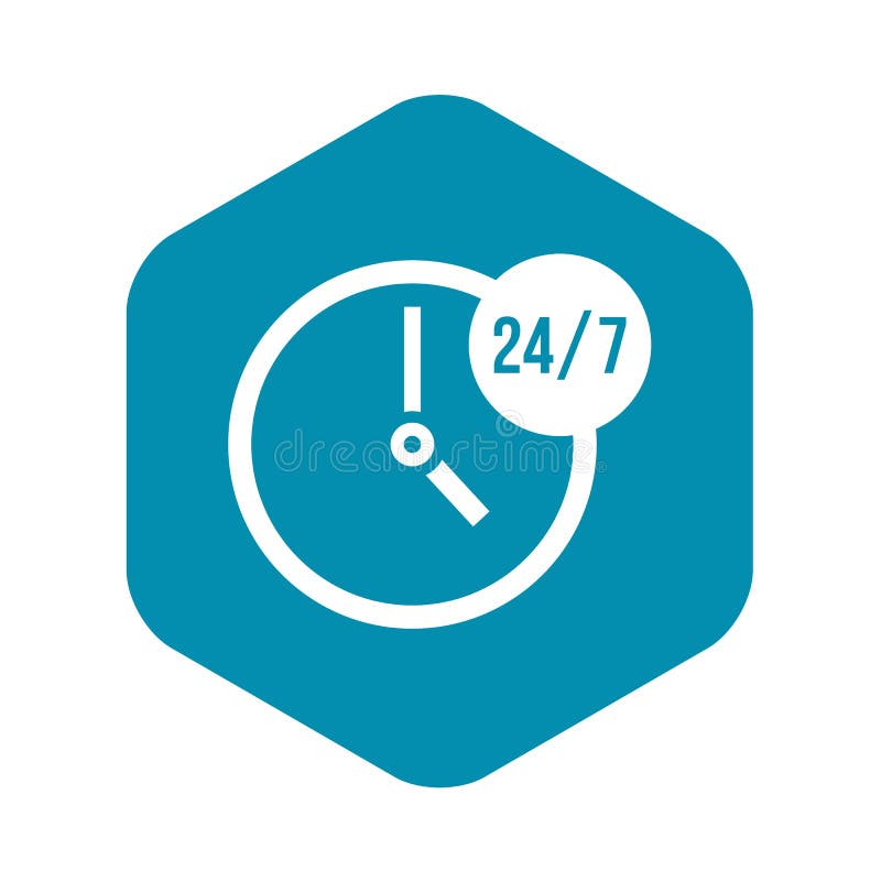 Clock 24 7 Icon, Simple Style Stock Vector - Illustration of clock ...
