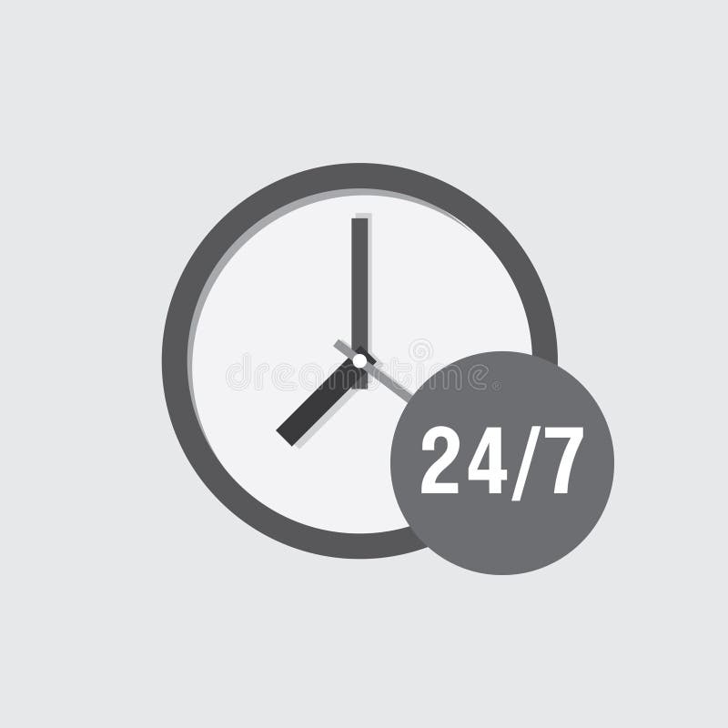 Clock Icon in Style with a Flat Work Sign Stock Vector - Illustration ...