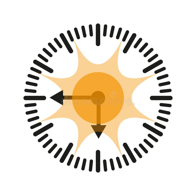 Clock Icon. Sun and Arrow Symbol. Daytime Hour Symbol. Vector Timepiece ...