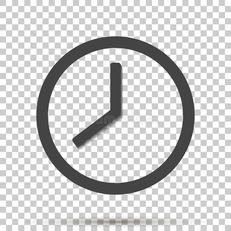 Clock Icon on on Transparent Background. Stock Vector - Illustration of ...