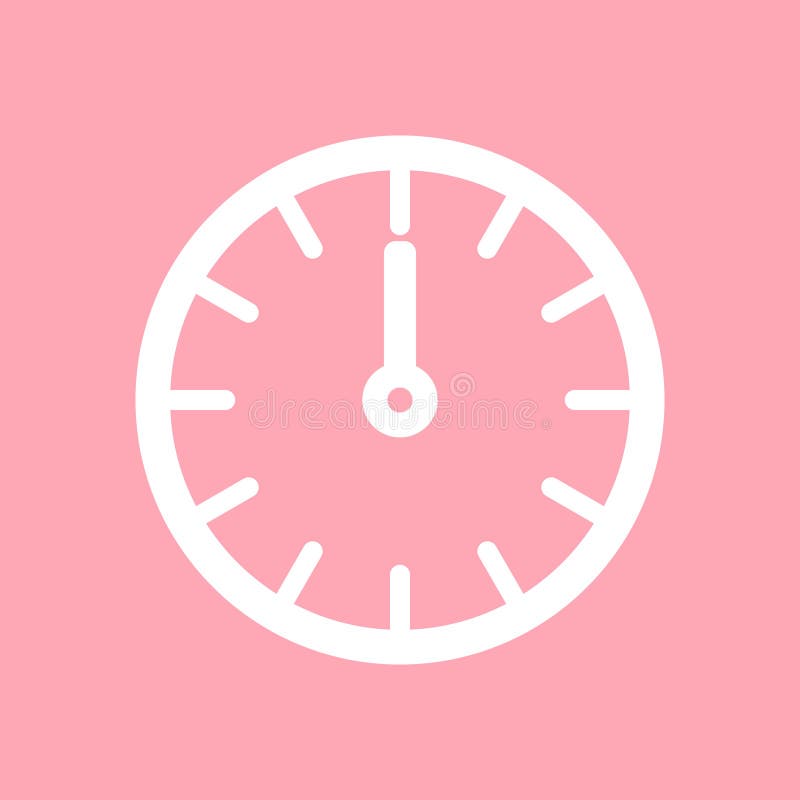 Clock Icon in Trendy Flat Style Isolated on Pink Background. Time Watch ...
