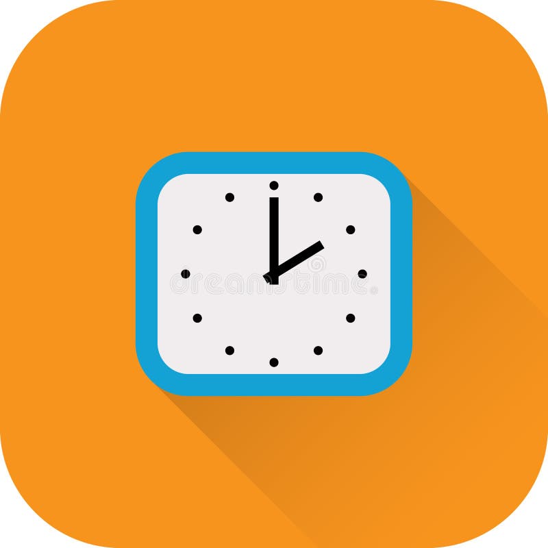 Clock Icon. Vector. Flat Design with Long Shadow Stock Vector ...