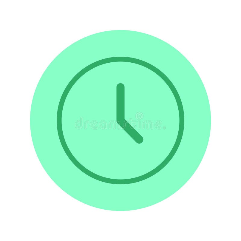 Clock Icon Vector. Green Time Symbol. Mint Circle Background. Simple ...
