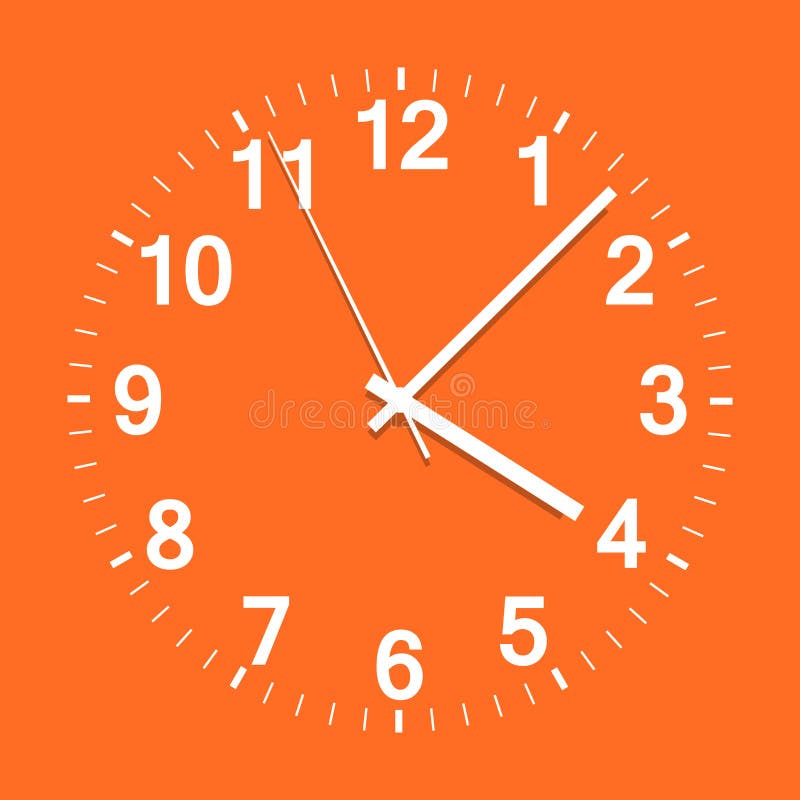 Clock Icon Vector Illustration. Office Clock on Orange Background Stock ...
