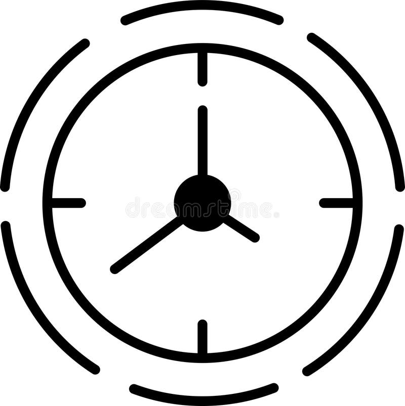 Clock Icon in White and Black Style Stock Vector - Illustration of ...
