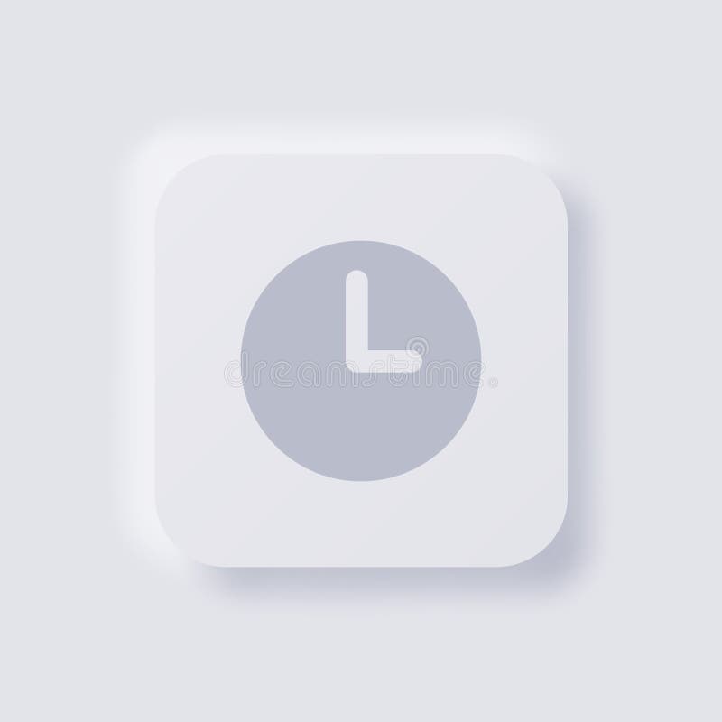 Clock Icon, White Neumorphism Soft UI Design for Web Design. Stock ...