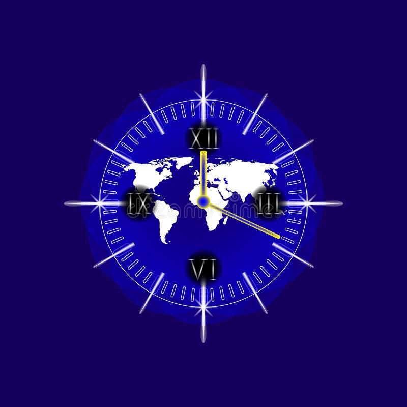 Clock Icon. World Map Design. Decor for the Application and Website ...