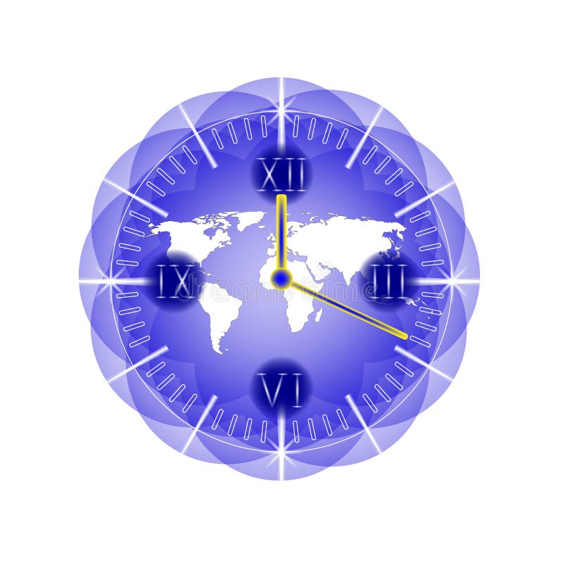 Clock Icon. World Map Design. Decor for the Application and Website ...