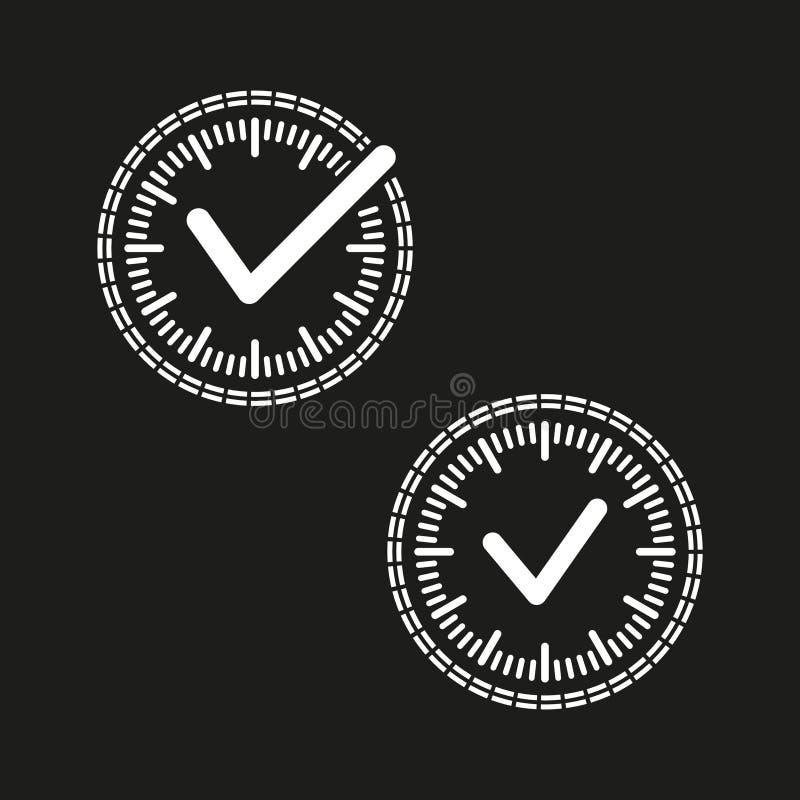 Clock Icons. Checkmark Symbols. Black and White Vector. Time Management ...