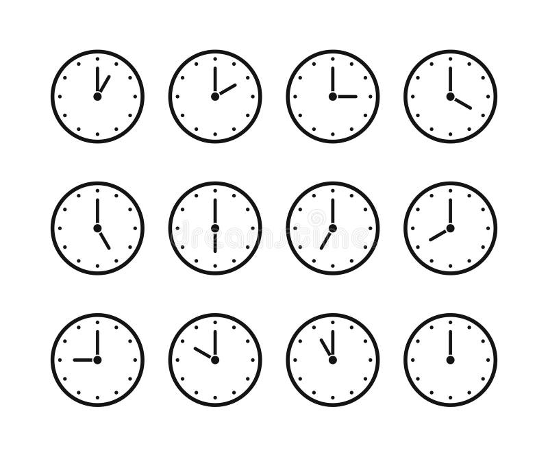 Clock Icons with Different Times. Clock Icon Vector Stock Vector ...