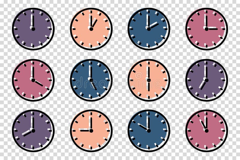 Clock Different Times Stock Illustrations – 270 Clock Different Times ...