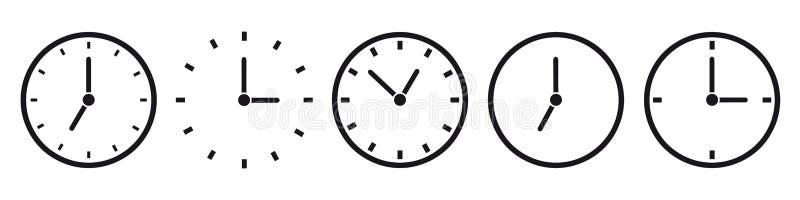 Clock Icons with Different Times - Vector Illustrations Isolated on ...