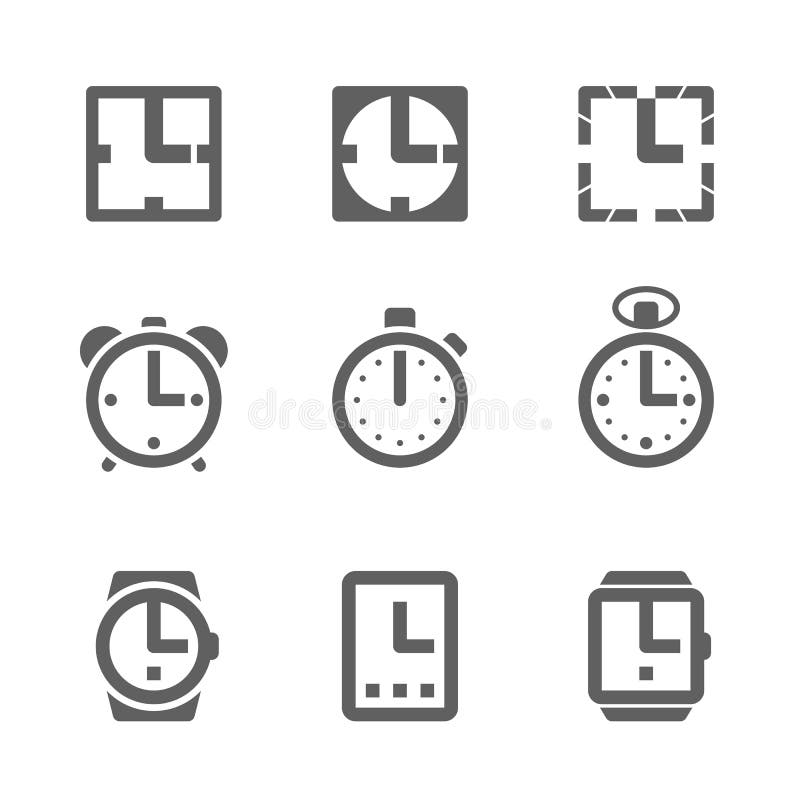 Time and clock icon set stock vector. Illustration of floral - 43555611