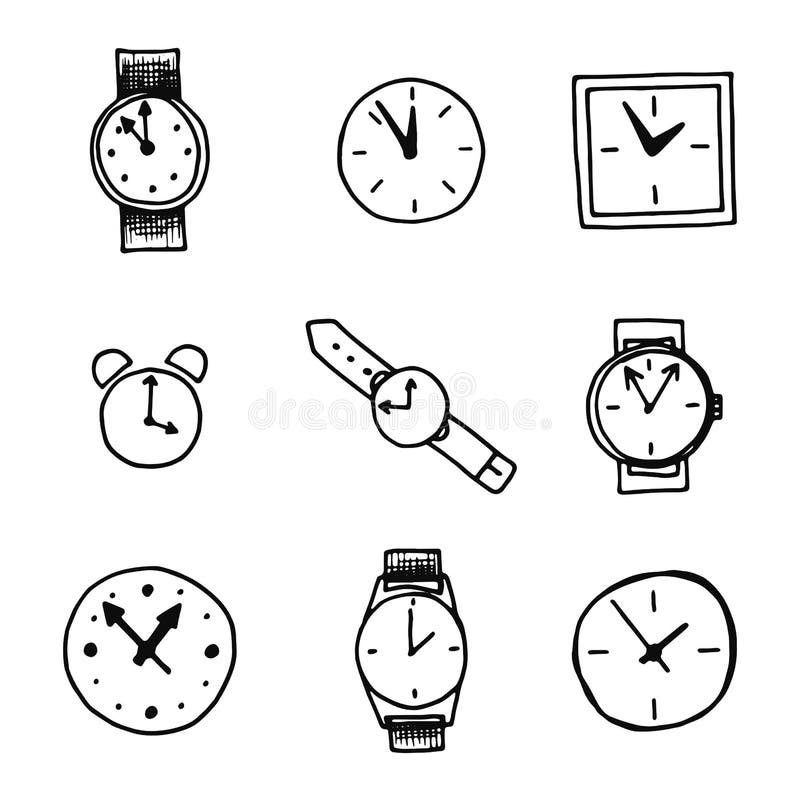 Clock Icons Set. Isolated Objects Silhouettes Stock Vector ...