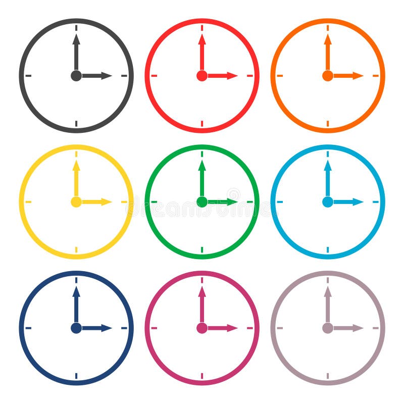 Clock icons set stock illustration. Illustration of design - 96450182