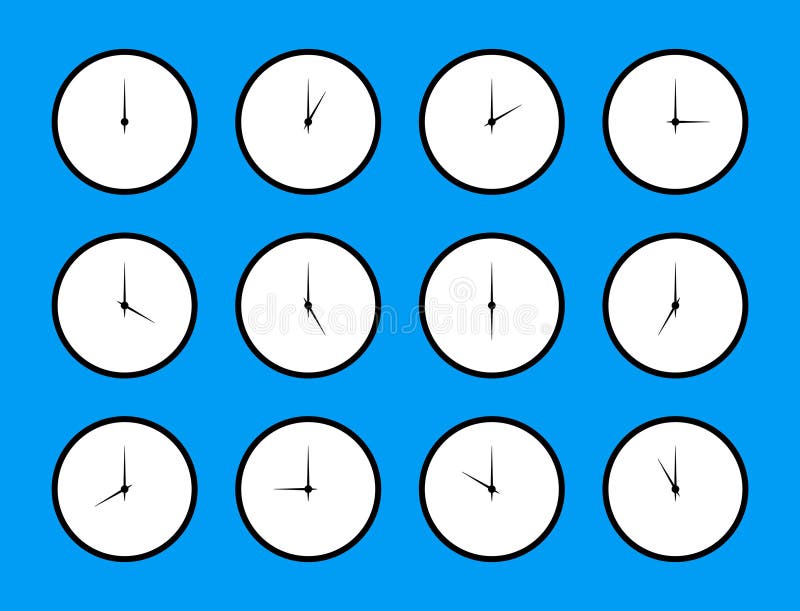 Clock Icons. Time Symbol. Watch Faces. Round Clocks Faces with ...