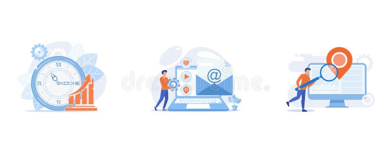 Clock and Increasing Chart, Electronic Mail, Location Based ...