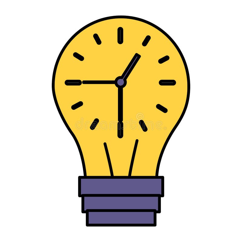 Clock Inside Bulb Time Creativity Stock Illustration - Illustration of ...