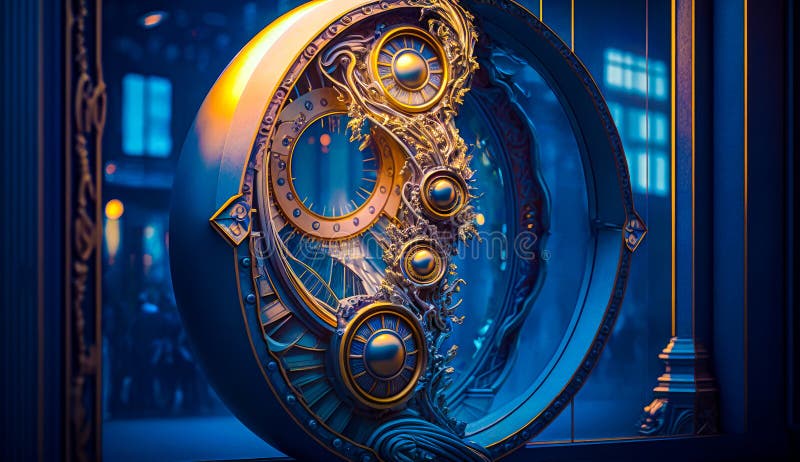 Clock that is Inside of Glass Case. Generative AI Stock Illustration ...