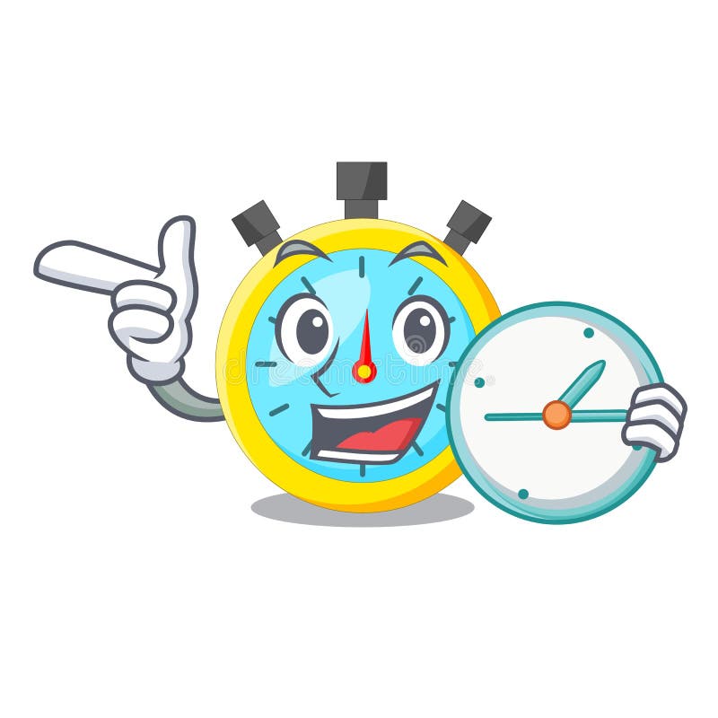 With Clock Isolated Stopwatch with in the Character Stock Vector ...