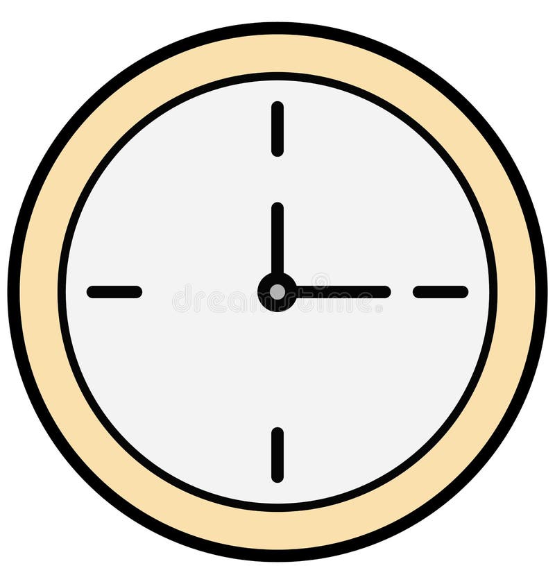 Clock Isolated Vector with Line and Fill Icon Stock Vector ...