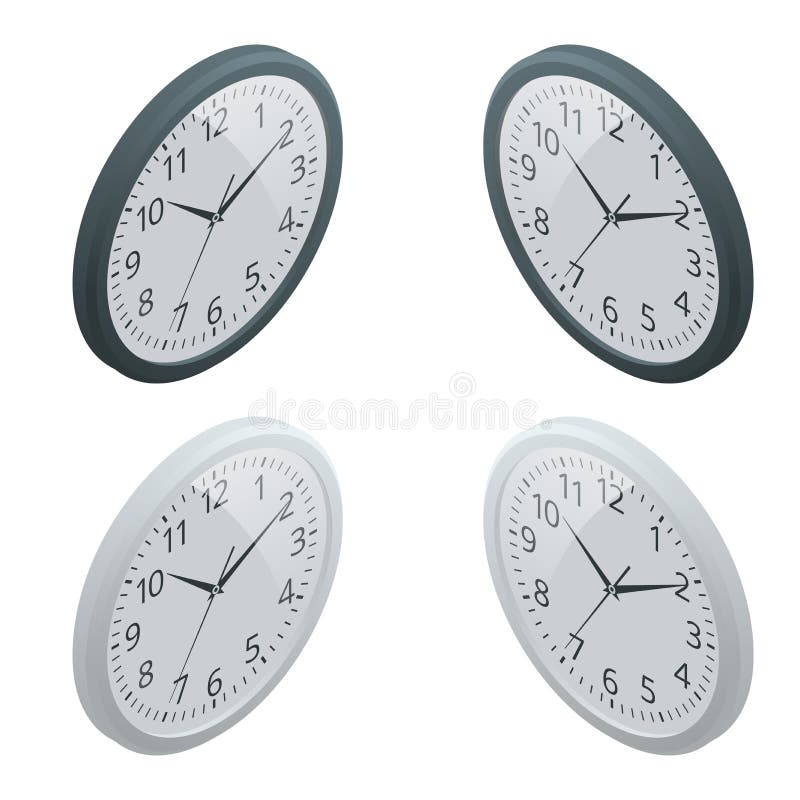 Clock Isometric Illustration. Clock Design Concept. Flat 3d Vector ...
