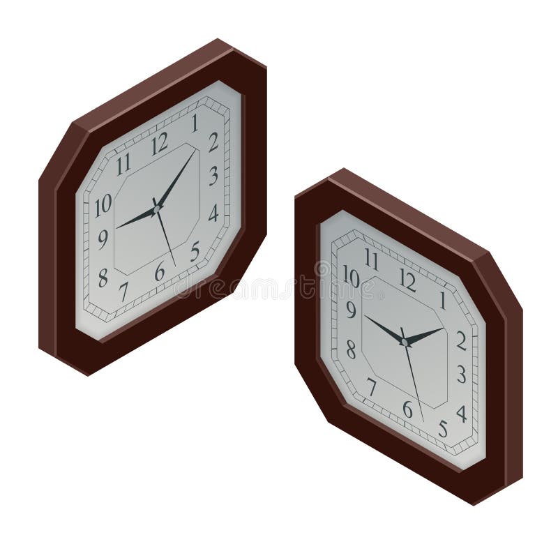 Clock Isometric Illustration. Clock Design Concept. Flat 3d Vector ...