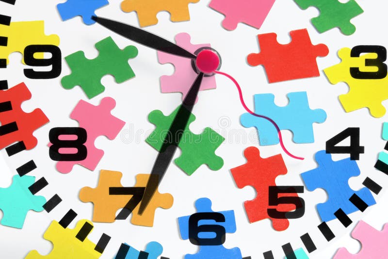 Clock and Jigsaw Puzzle stock image. Image of assemble - 11241461