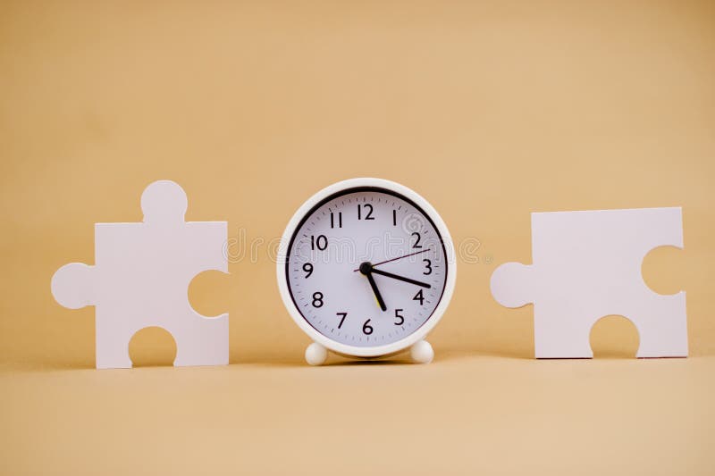 Clock and Jigsaw Time and Puzzle Pieces Stock Photo - Image of ...