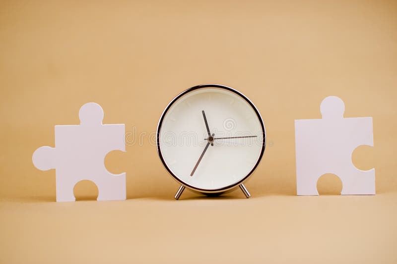 Clock and Jigsaw Time and Puzzle Pieces Stock Image - Image of manager ...