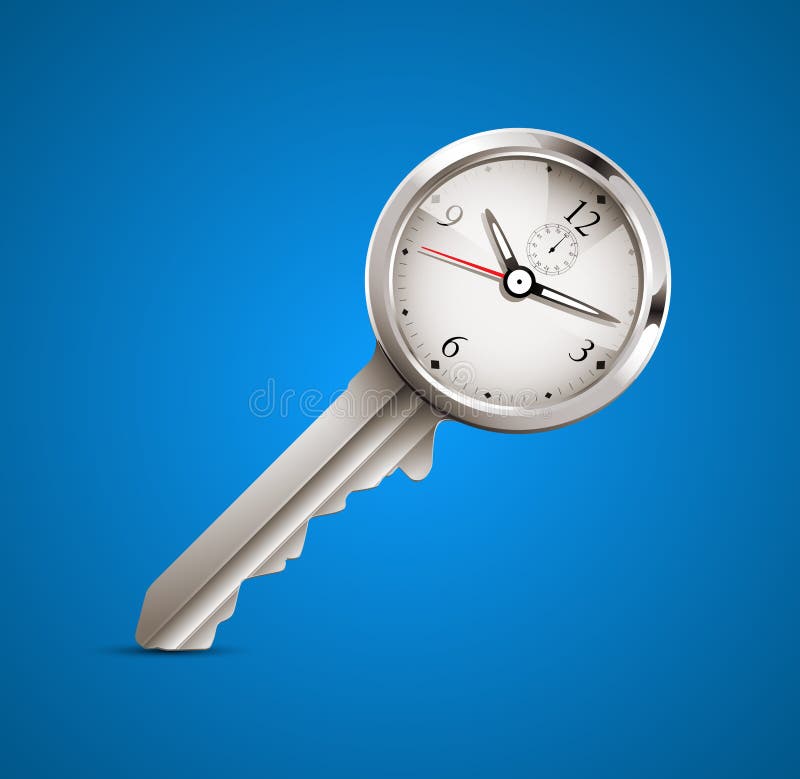 Clock and Key As Time Management Stock Vector - Illustration of future ...