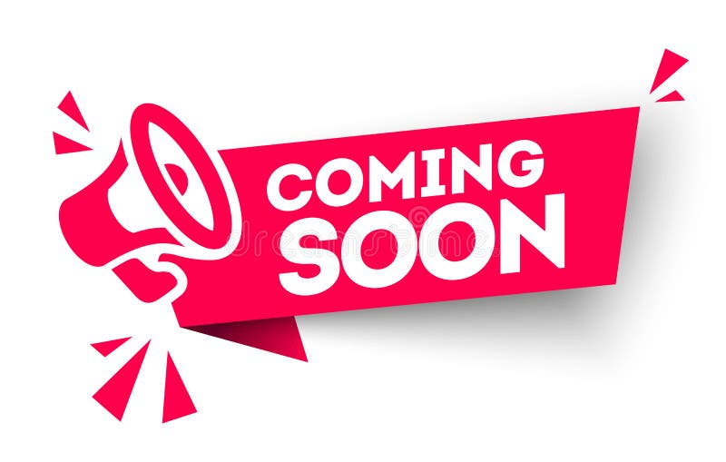 Modern Red Vector Banner Ribbon Coming Soon with Megaphone. Web Element ...