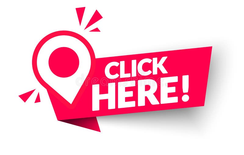 Vector Illustration Click Here. Modern Web Banner with Pointer Icon ...