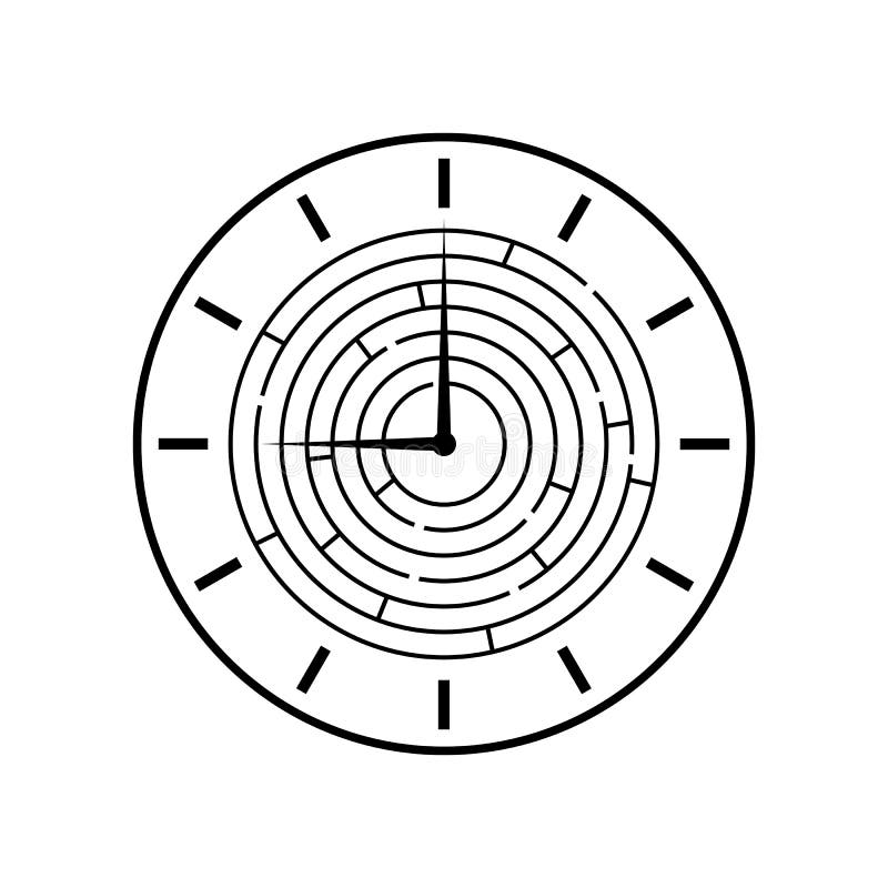 Clock and Labyrinth with a Circular Shape. Round Maze. Vector Editable ...
