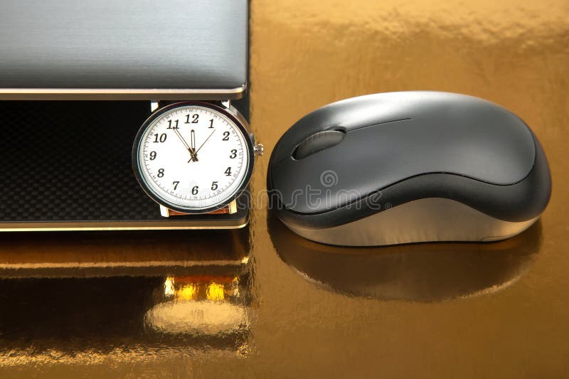 Clock and Laptop with Mouse. Time Control for Work and Games Online ...