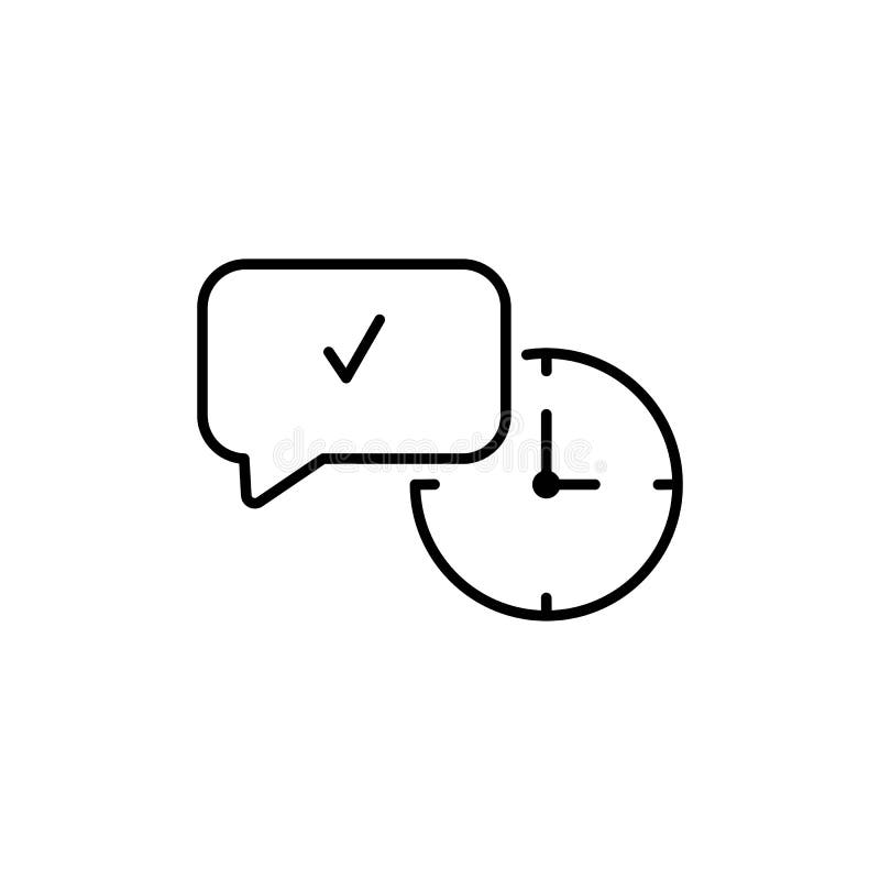 Clock Line Icon. Speech Bubble Vector Concept. Time Sign. Office Watch ...