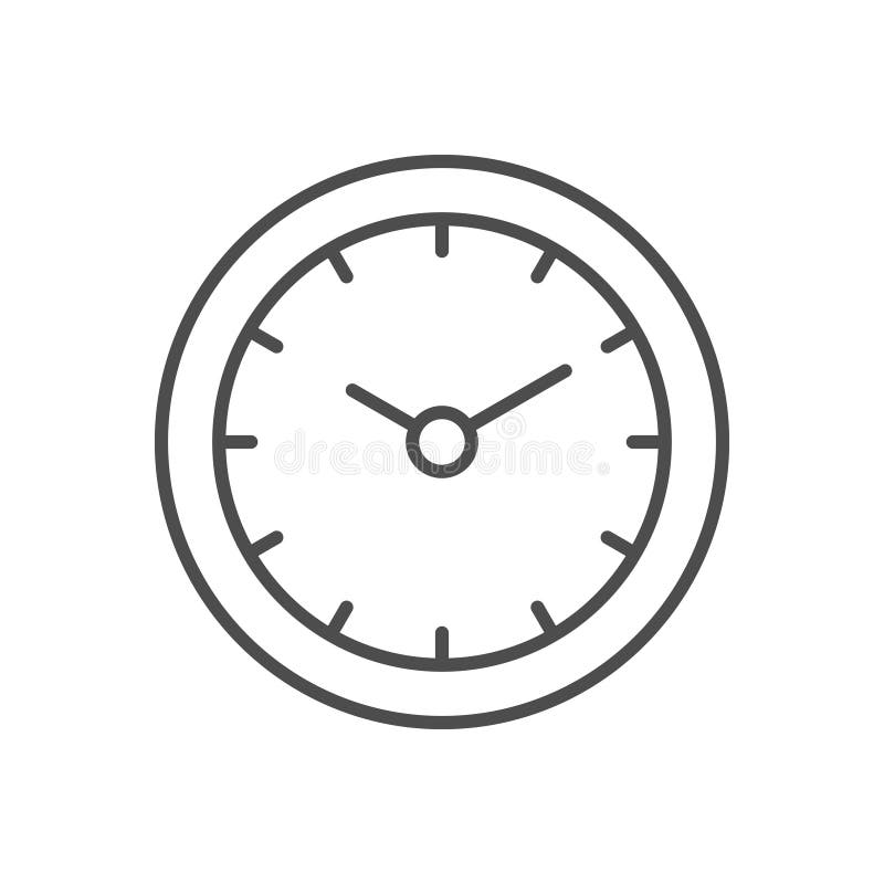 Clock Line Icon or Time Symbol Stock Vector - Illustration of sign ...