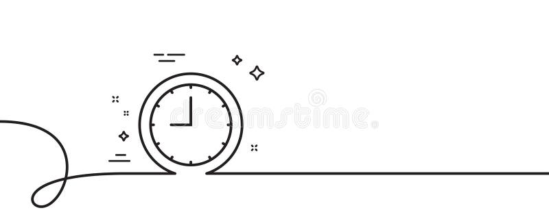 Clock Line Icon. Time or Watch Sign. Continuous Line with Curl. Vector ...