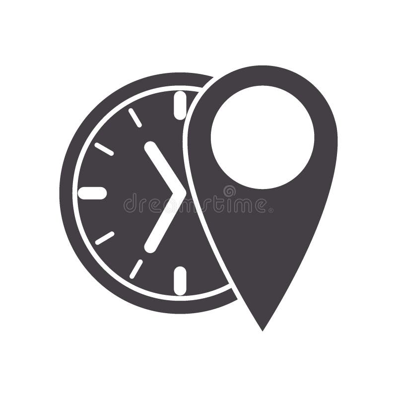 Clock with Location Indicator. Vector Illustration Decorative Design ...