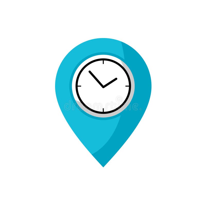 With Clock Pin Location Icon for Direction Clue Stock Vector ...