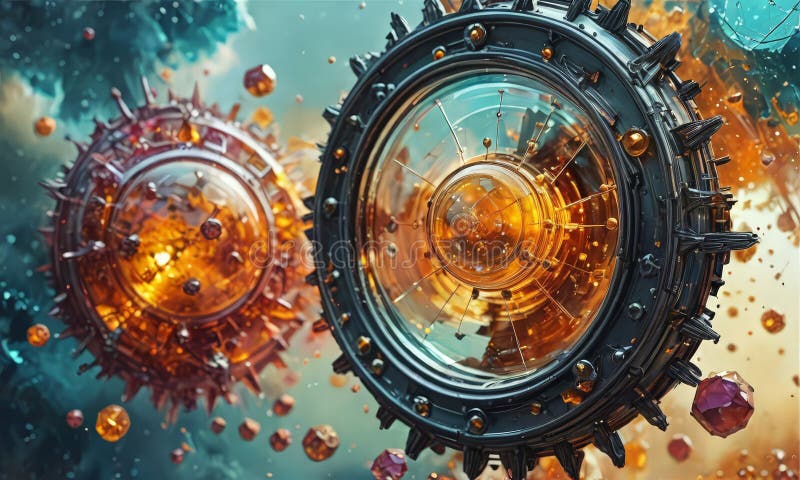 Clock with Lot Exploding Gears Stock Illustration - Illustration of ...