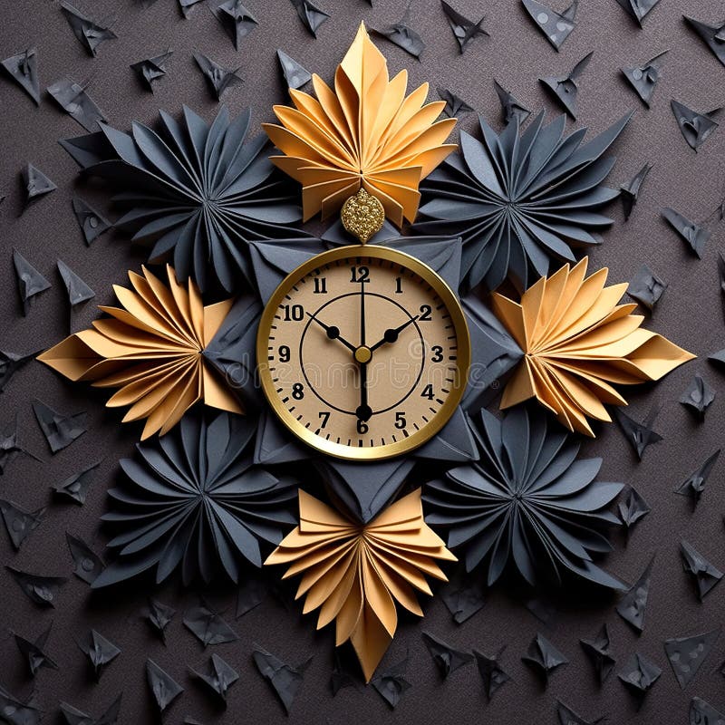 A Clock Made Out of Folded Paper Flowers. Generative AI Image. Stock ...