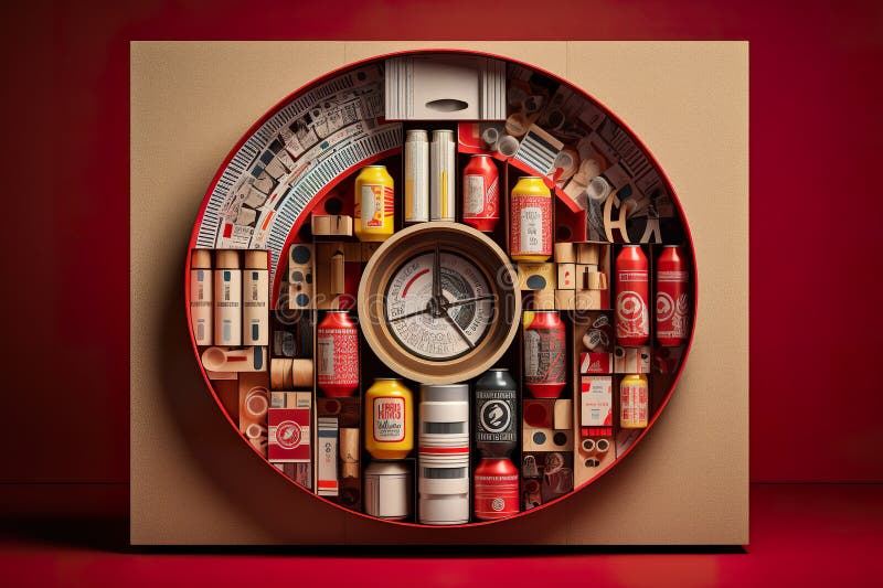 A Clock Made Out of Various Types of Cans. Generative AI Image. Stock ...