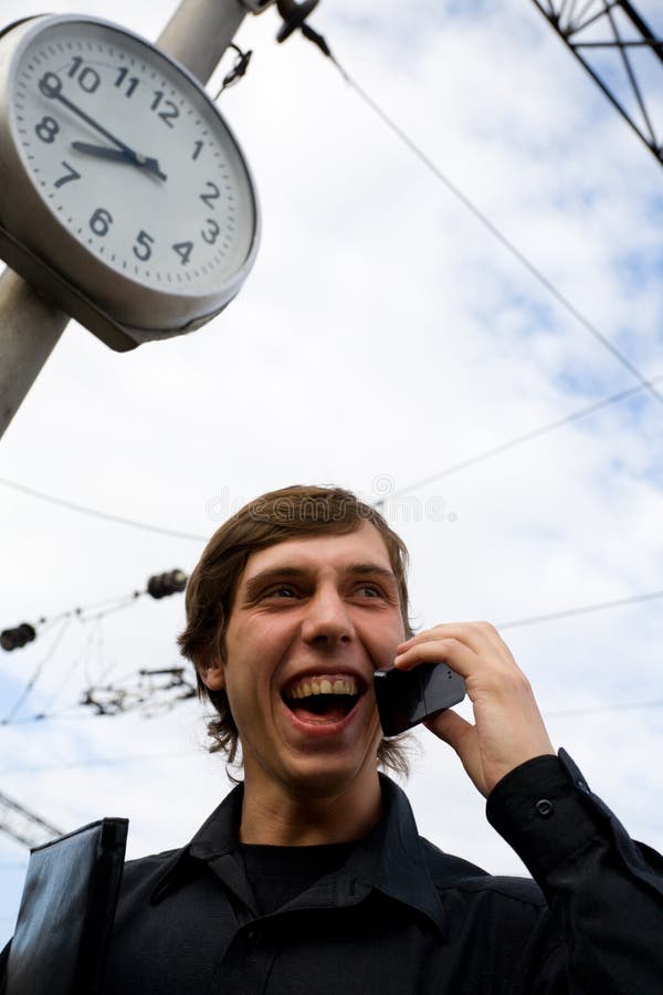 Clock.man.mobile stock photo. Image of people, communications - 2577064