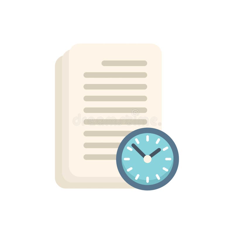 Clock Managing Time of Document with Lines Representing Text Stock ...
