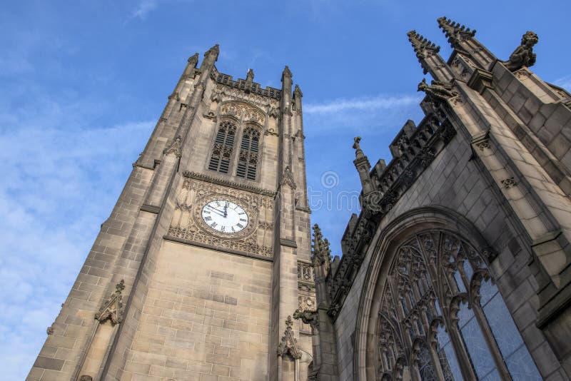 Clock at the Manchester Cathedral at Manchester England 2019 Stock ...