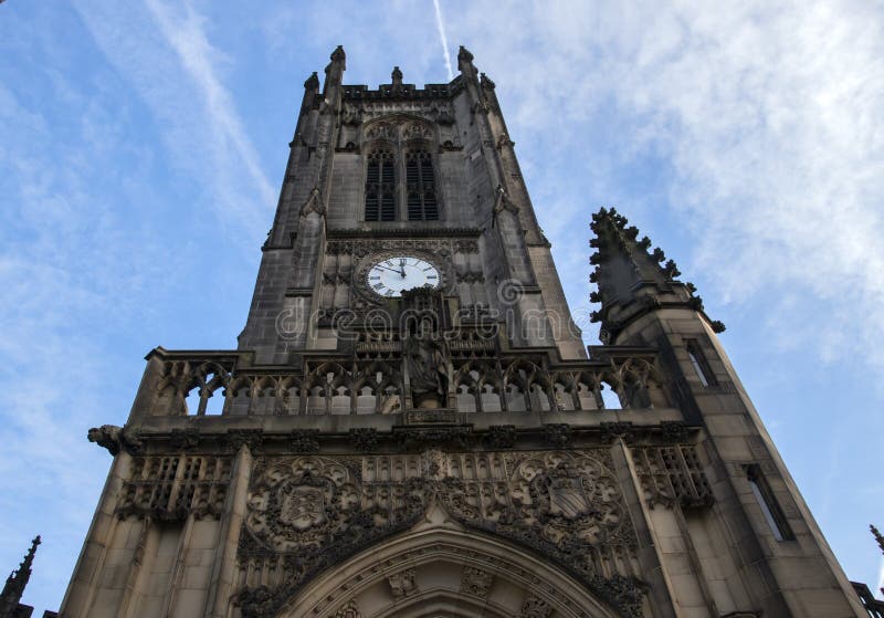 Clock at the Manchester Cathedral at Manchester England 2019 Editorial ...