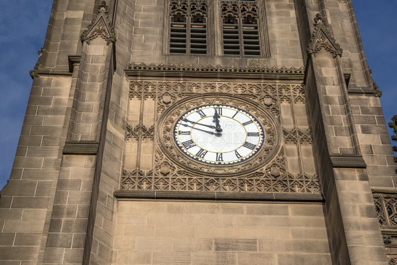 Clock at the Manchester Cathedral at Manchester England 2019 Editorial ...
