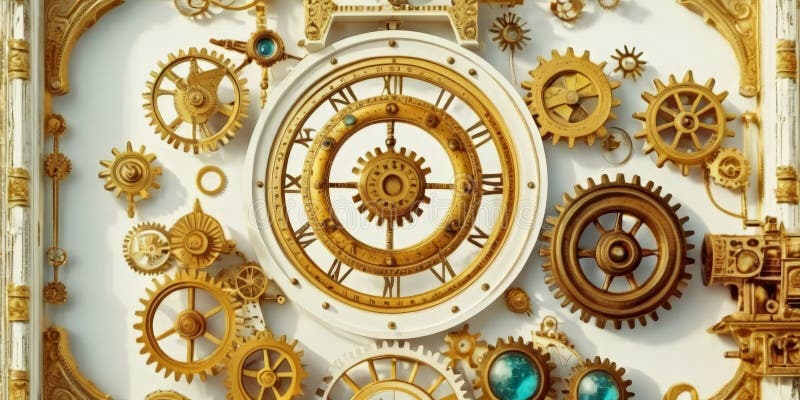 Clock with Many Gears and on it Stock Illustration - Illustration of ...