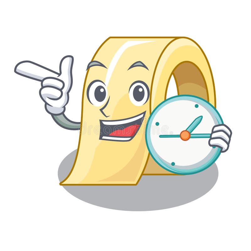 With Clock Masking Tape Above the Cartoon Table Stock Vector ...